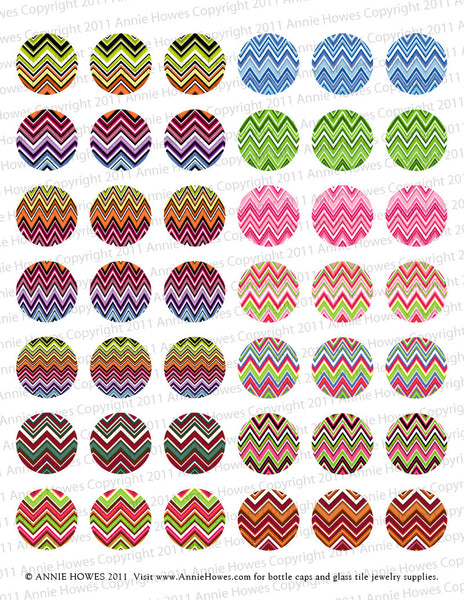Instant Download Colorful Chevron Pattern 1" Circle Bottle Cap and Pen ...